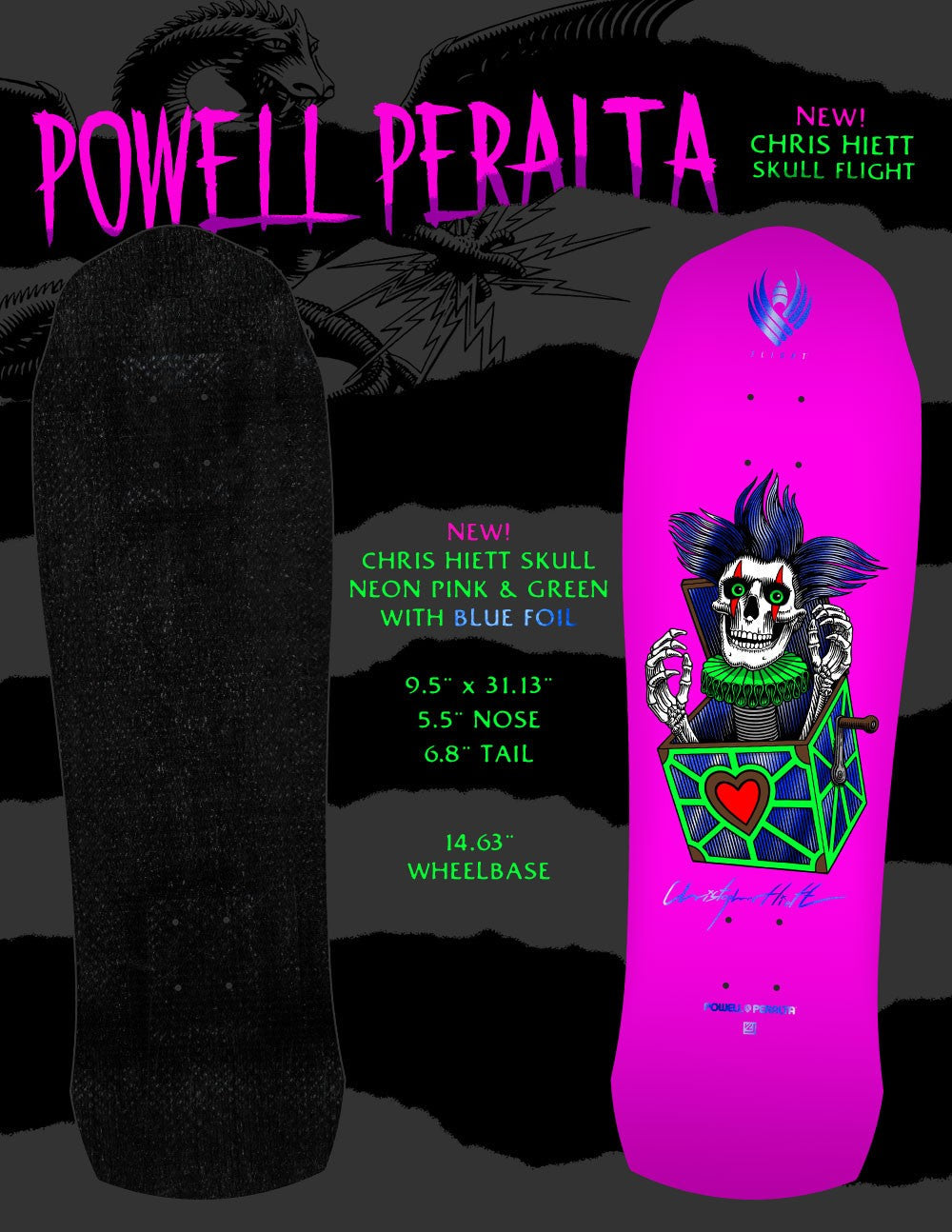 POWELL-PERALTA DECK CHRIS HEITT FLIGHT (9.5") *PRE-BOOK FOR SPRING ARR ...
