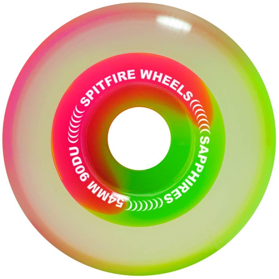 SPITFIRE WHEELS SAPPHIRES NEON PINK/GREEN 90D (54MM/56MM) – The Drive ...