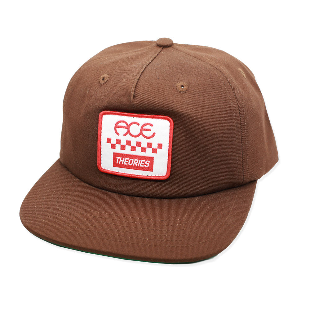 THEORIES X ACE STAMP SNAPBACK CHOCOLATE | The Drive Skateboard Shop