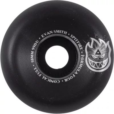 SPITFIRE WHEELS FORMULA FOUR EVAN SMITH VISIONS CONICAL FULL BLACK 99A ...